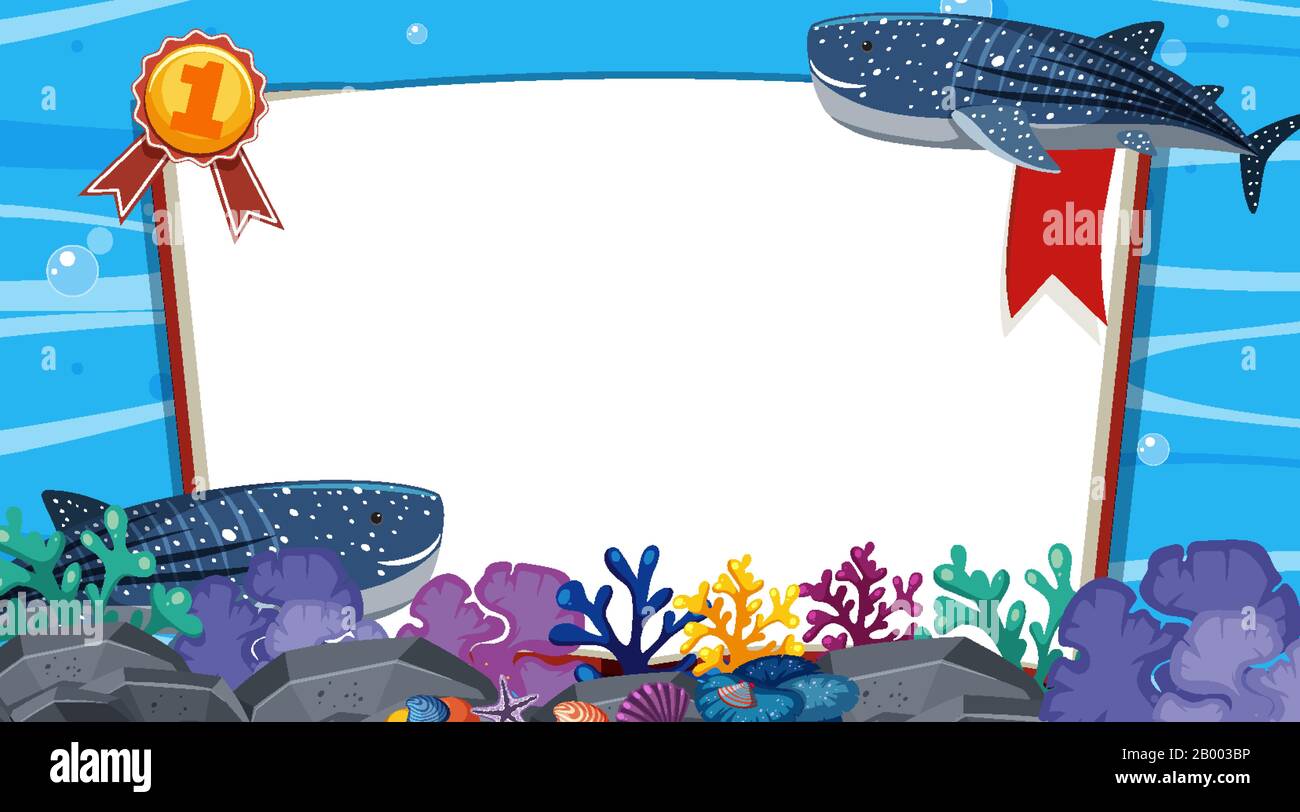 Banner template with two whales swimming under the sea illustration ...