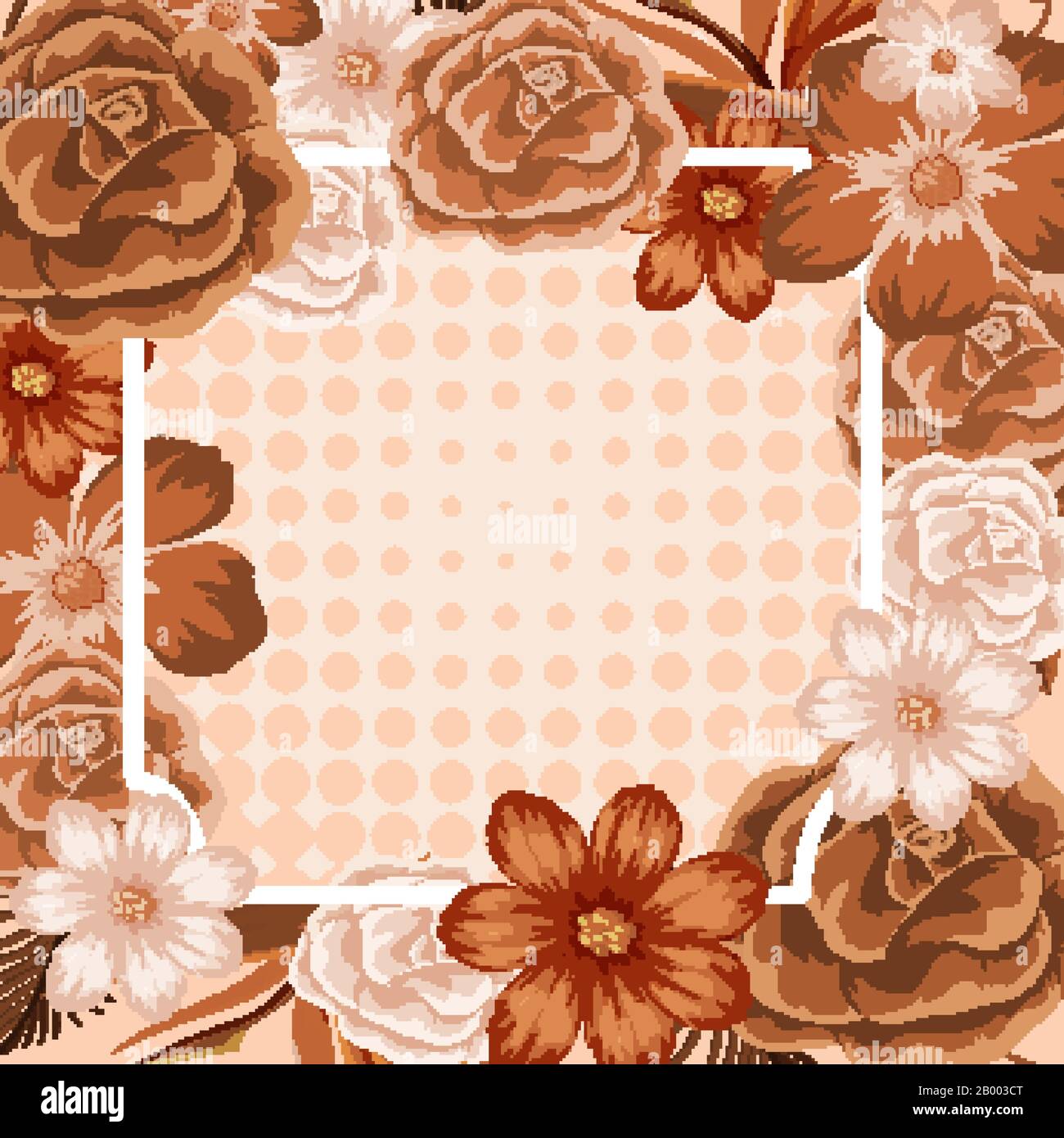 Frame template design with brown roses illustration Stock Vector Image ...