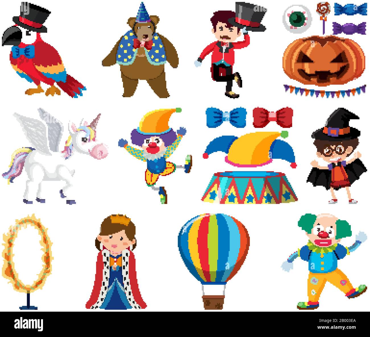 Set of animals and circus characters illustration Stock Vector Image ...