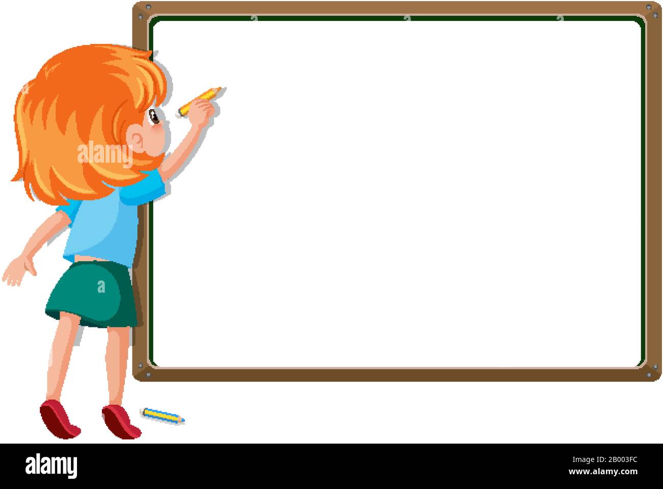 Banner template with girl writing on the board illustration Stock ...