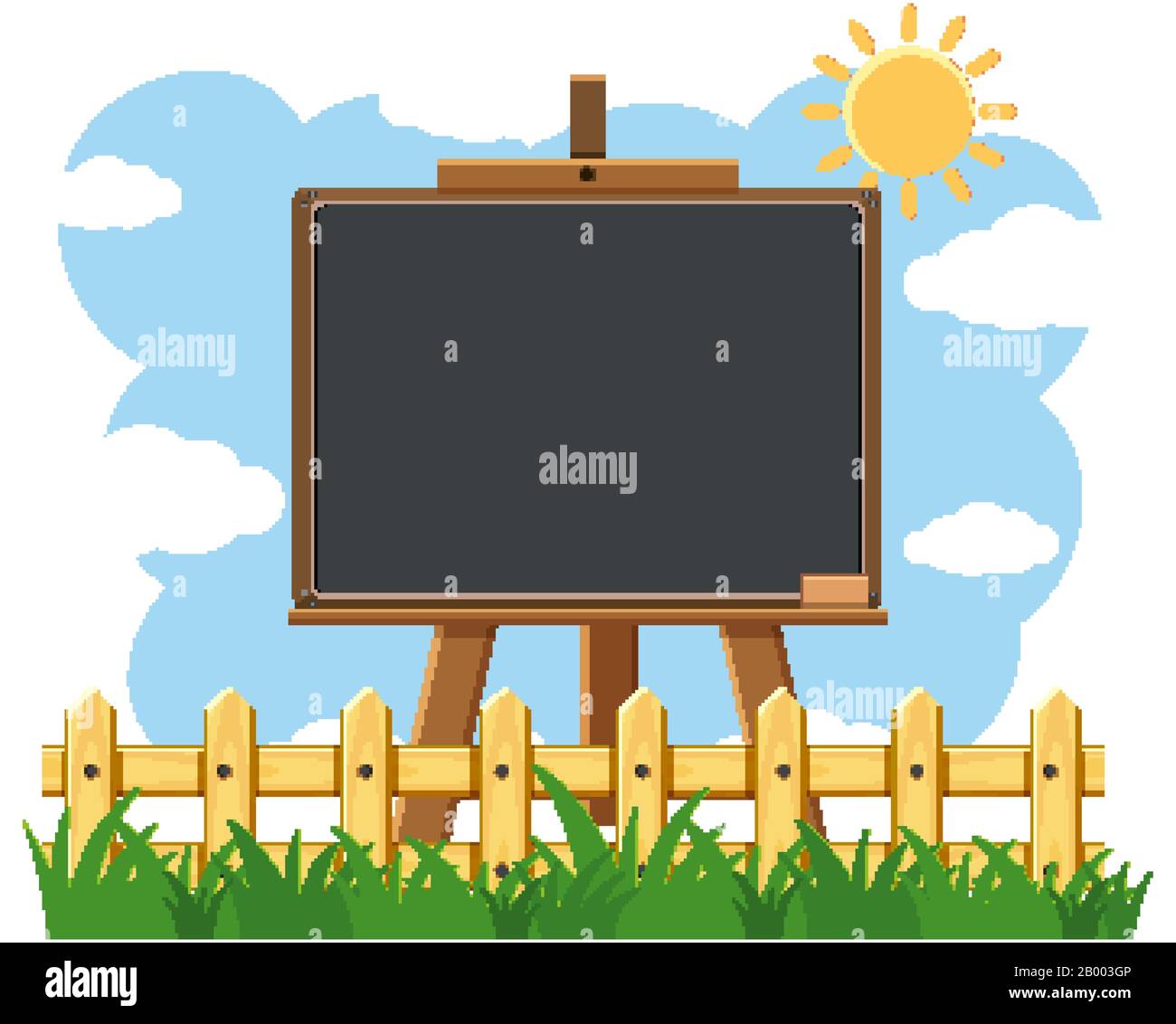 Blackboard template design with sunny sky in background illustration Stock Vector Image & Art ...