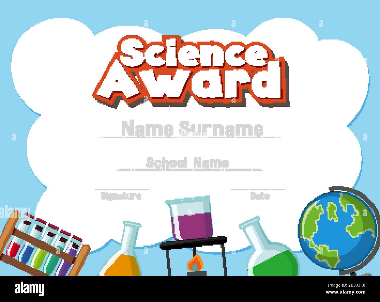 Certificate template for science award with science equipments in ...