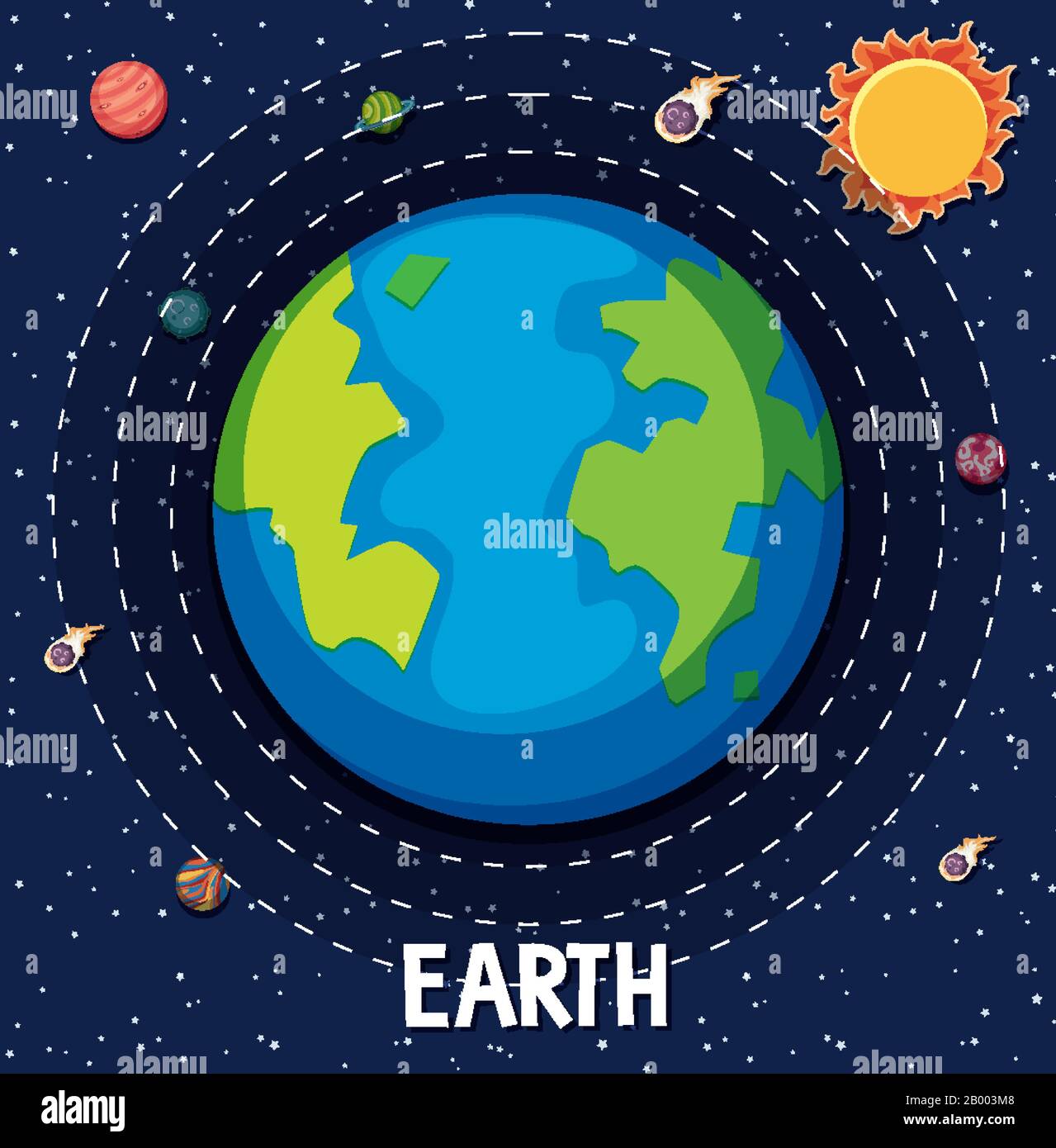 Background theme of space with earth and solar system illustration ...