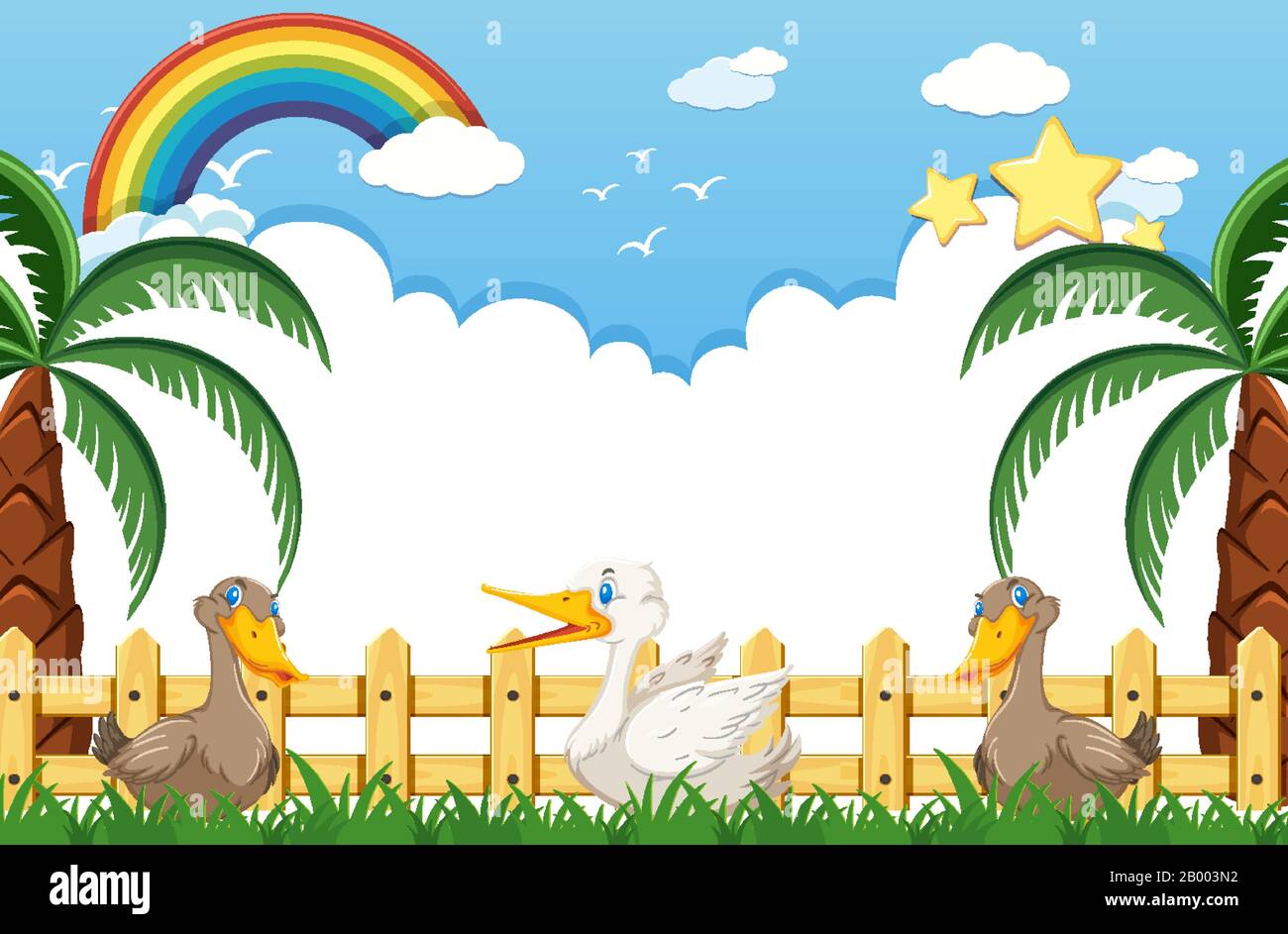 Background scene with three ducks in the park illustration Stock Vector ...