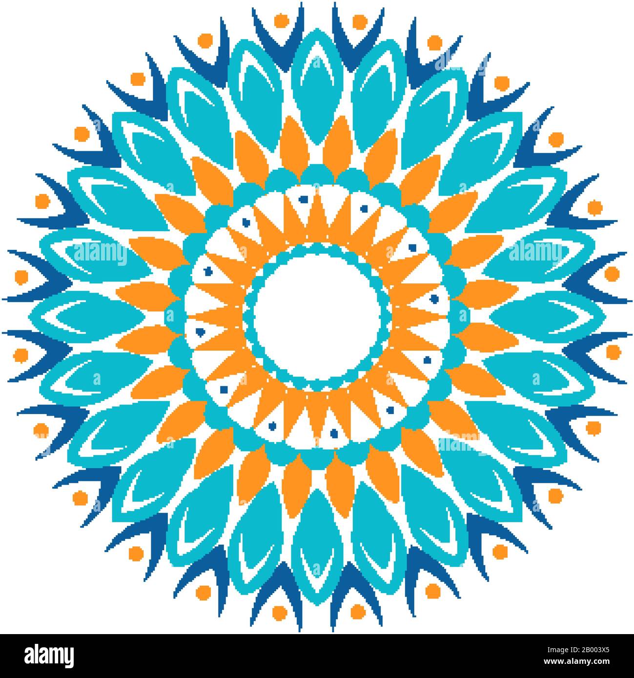 Mandala pattern design in blue and orange color illustration Stock ...
