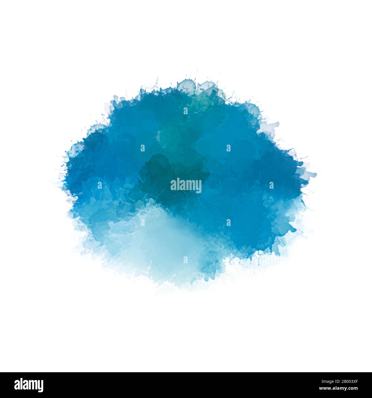 Modern drawing in cyan and blue tones. Vibrant paint brushstrokes ...