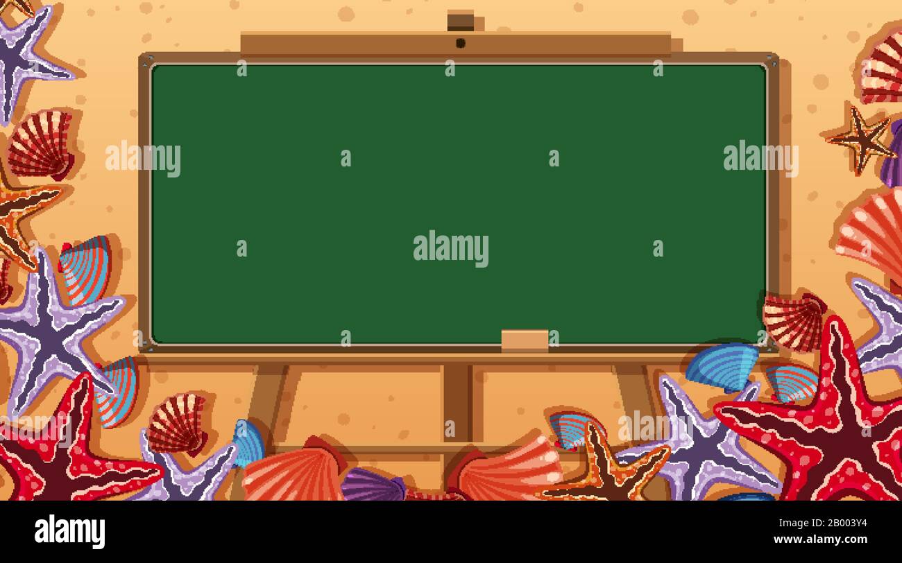 Border template with beach theme in background illustration Stock ...