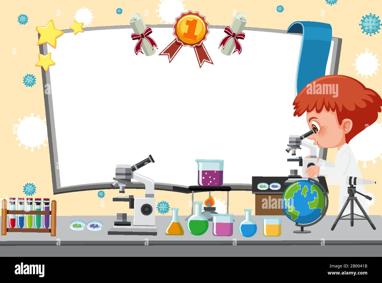 Banner template with lab boy illustration Stock Vector Image & Art - Alamy