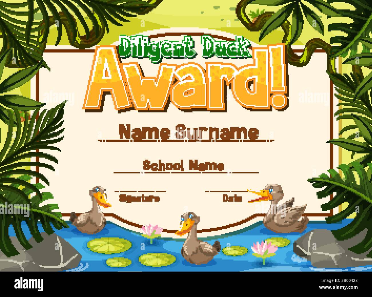 Certificate template for diligent award illustration Stock Vector Image ...