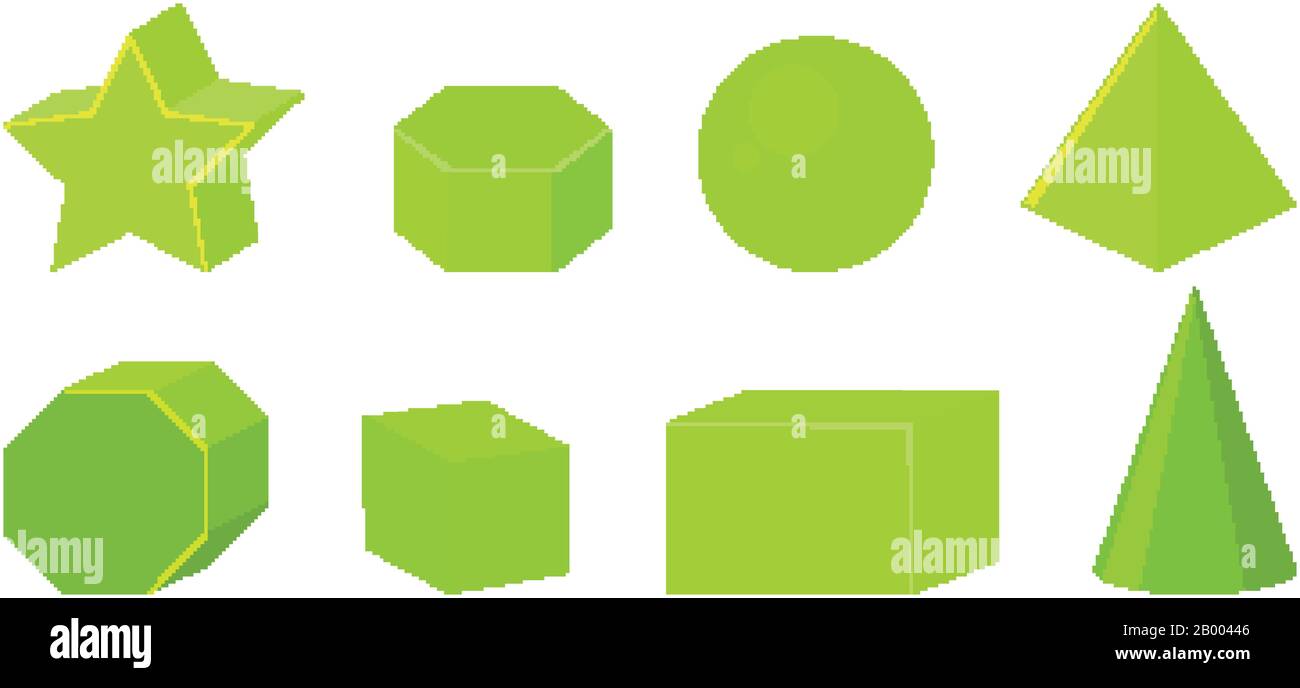 Set of different geometric shapes in green illustration Stock Vector ...