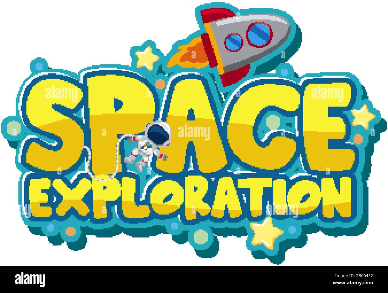 Sticker design with space theme on white background illustration Stock ...