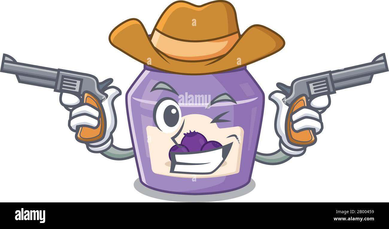 Blueberry jam Cowboy cartoon concept having guns Stock Vector Image ...