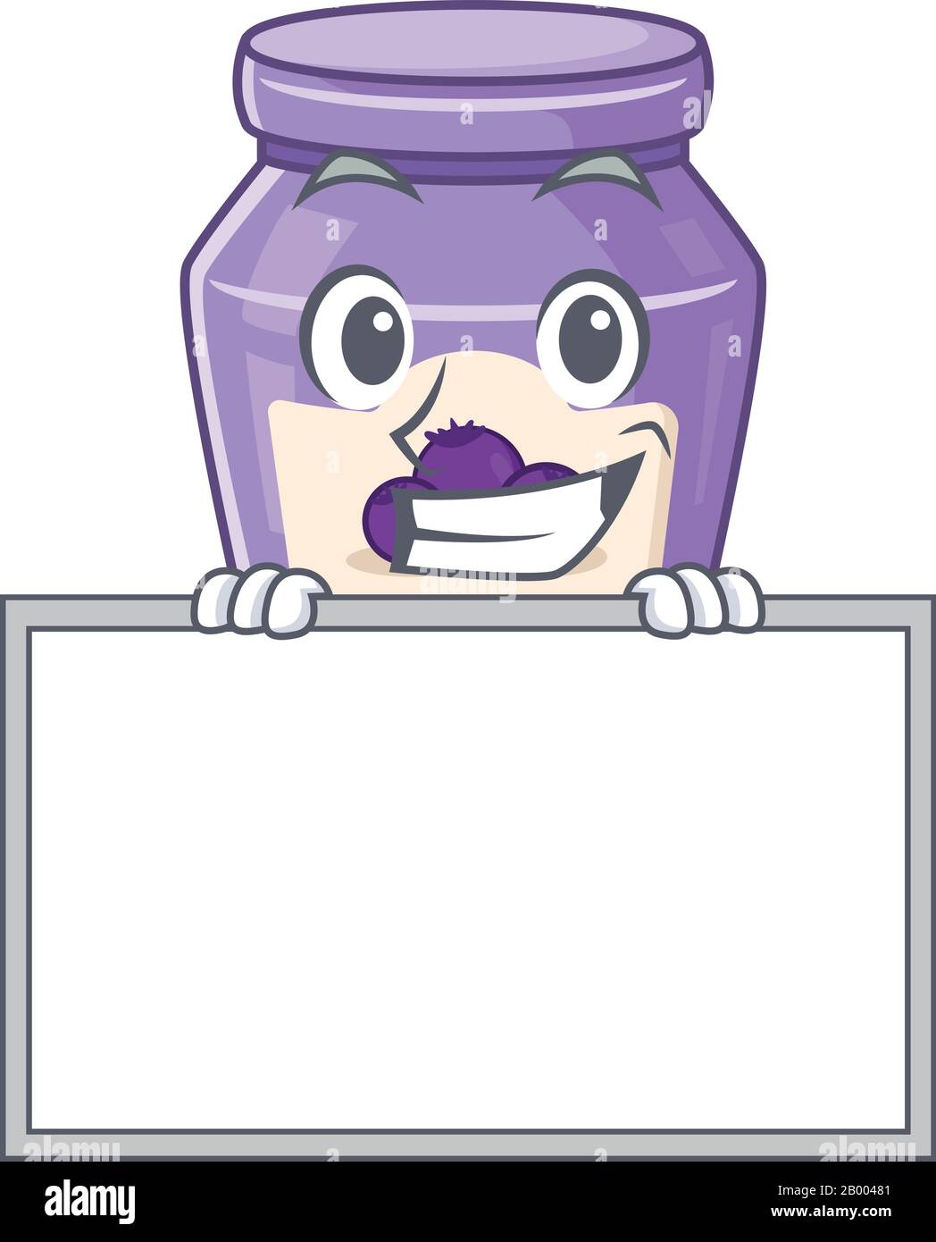 Blueberry jam cartoon design concept grinning with board Stock Vector ...