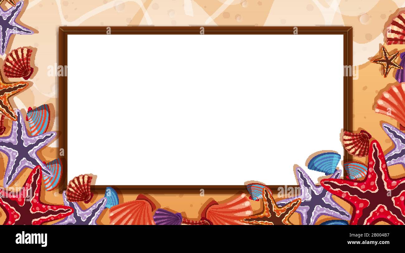 Border template with beach theme in background illustration Stock ...