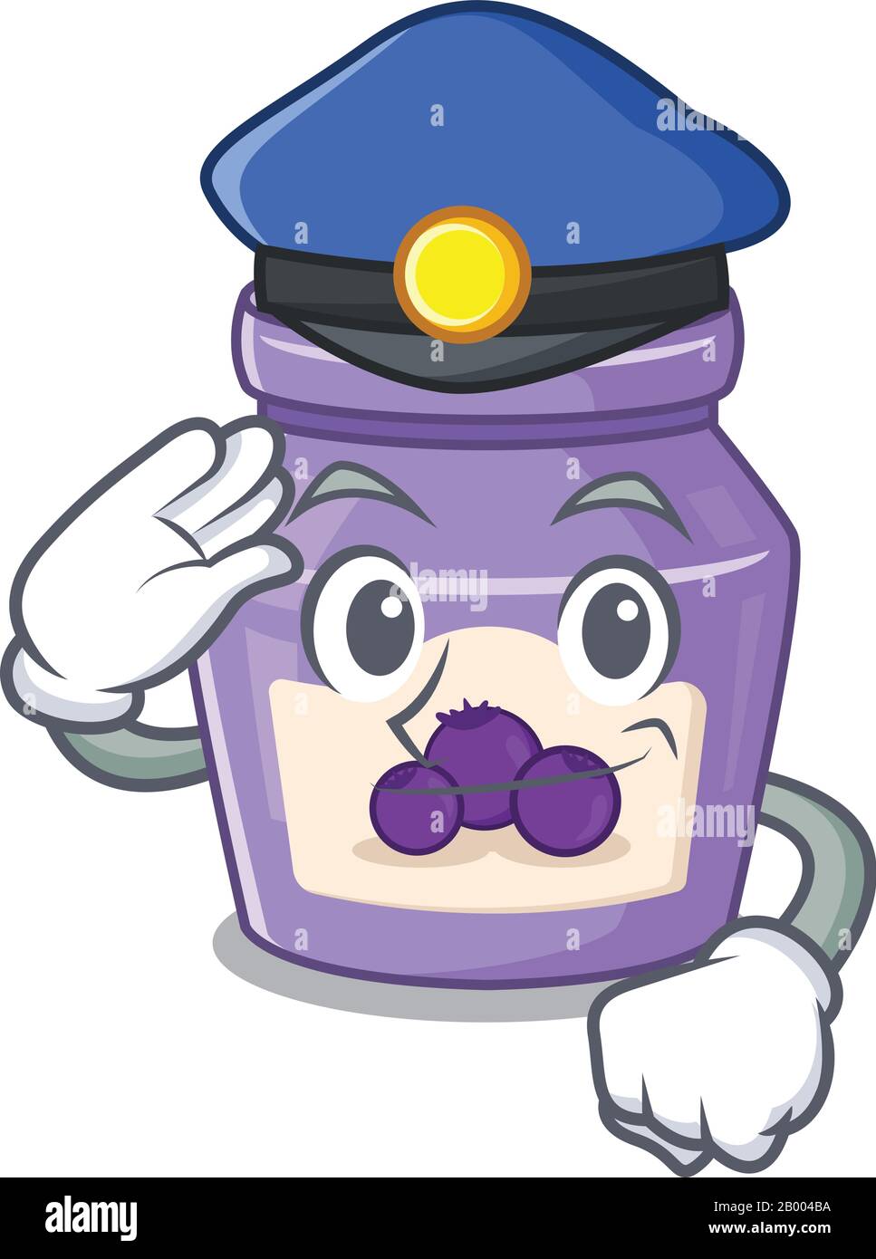 A manly blueberry jam Cartoon concept working as a Police officer Stock ...