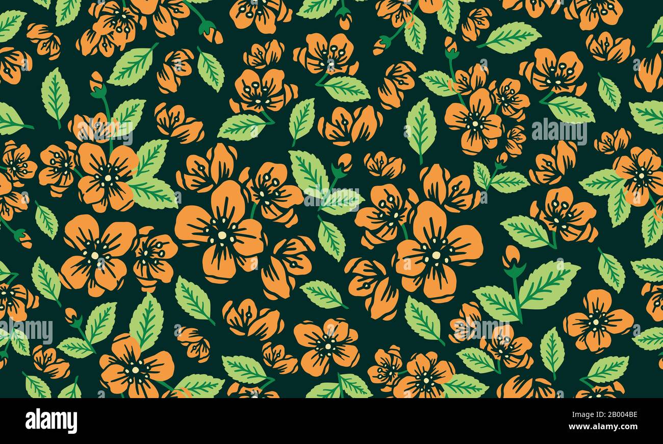 Beautiful of floral spring pattern background, with simple leaf and ...
