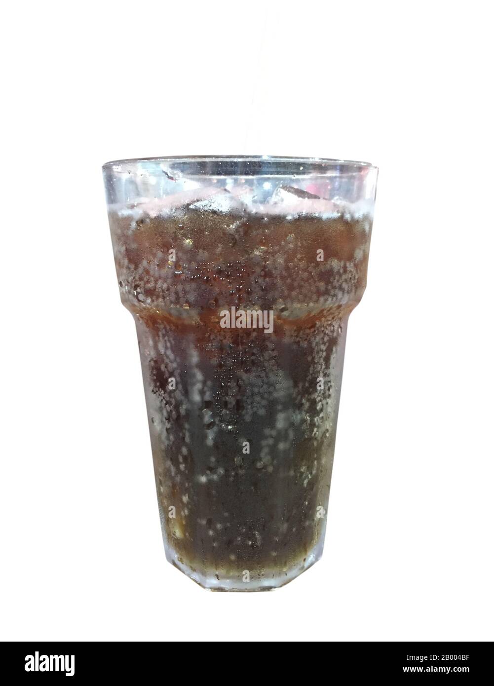 Cold Cola with ice in glass isolated on white background Stock Photo ...