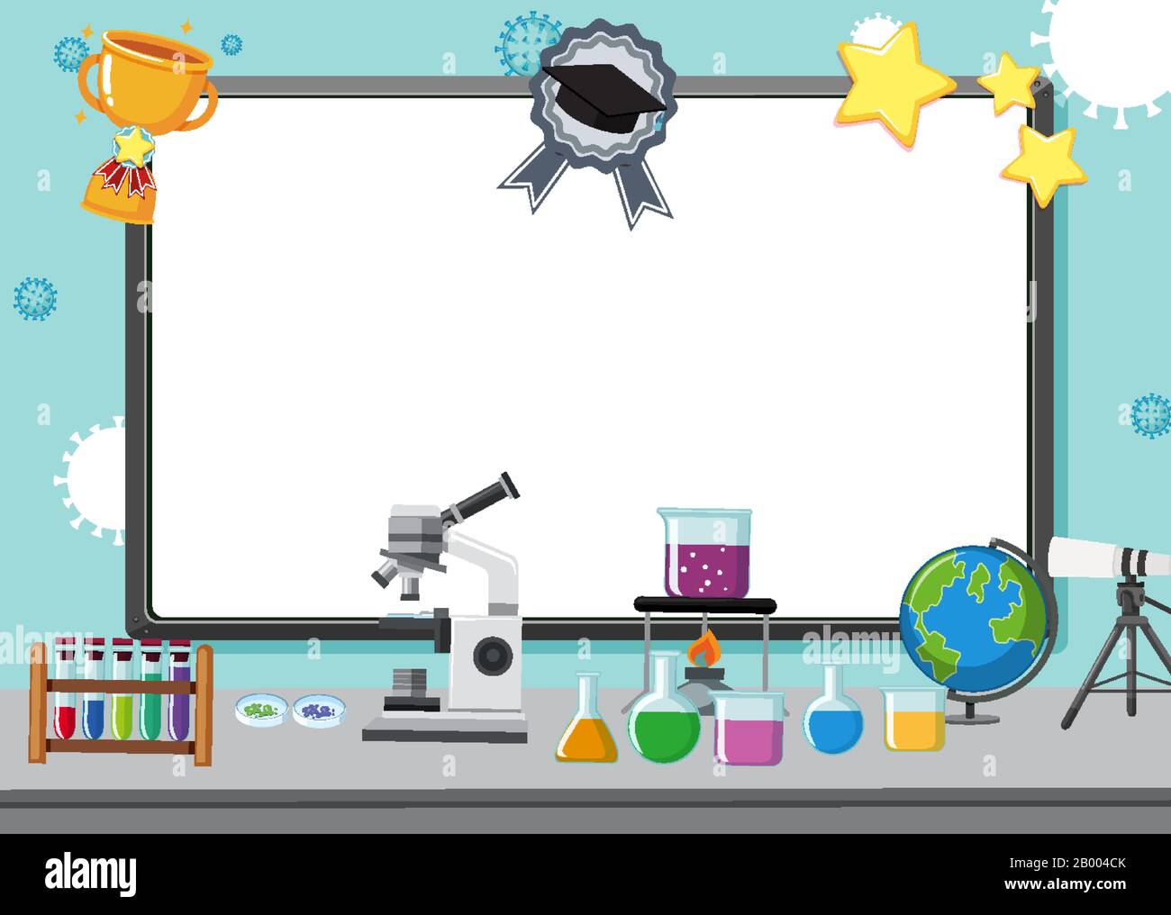 Banner template with science equipments on the lab table illustration ...
