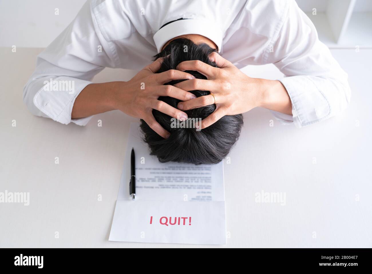Businessman holding with I quit words card letter, resign employee ...