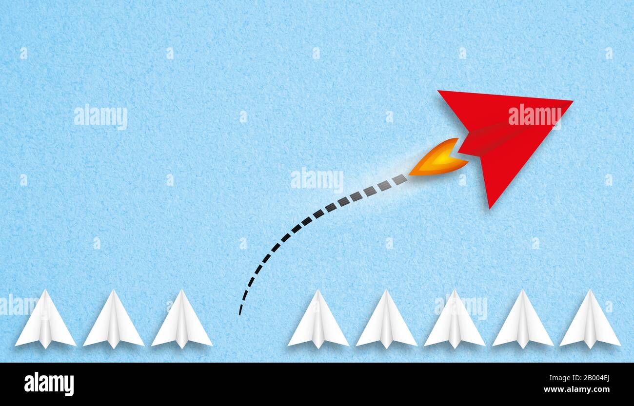 little airplanes and a red one symbolizing a different approach on ...