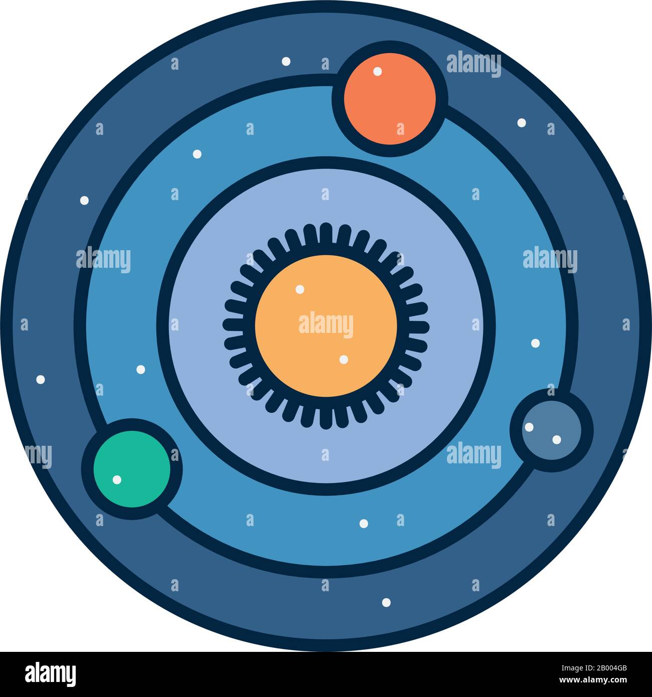 Solar system line fill style icon of Space futuristic cosmos outside ...