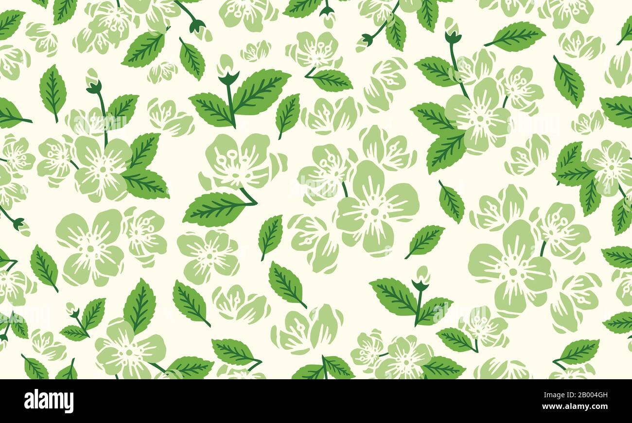 Floral spring pattern background, with elegant of leaf and floral ...