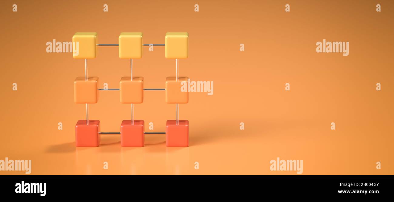 cube grid on colorful background symbolizing network nodes - 3D ...