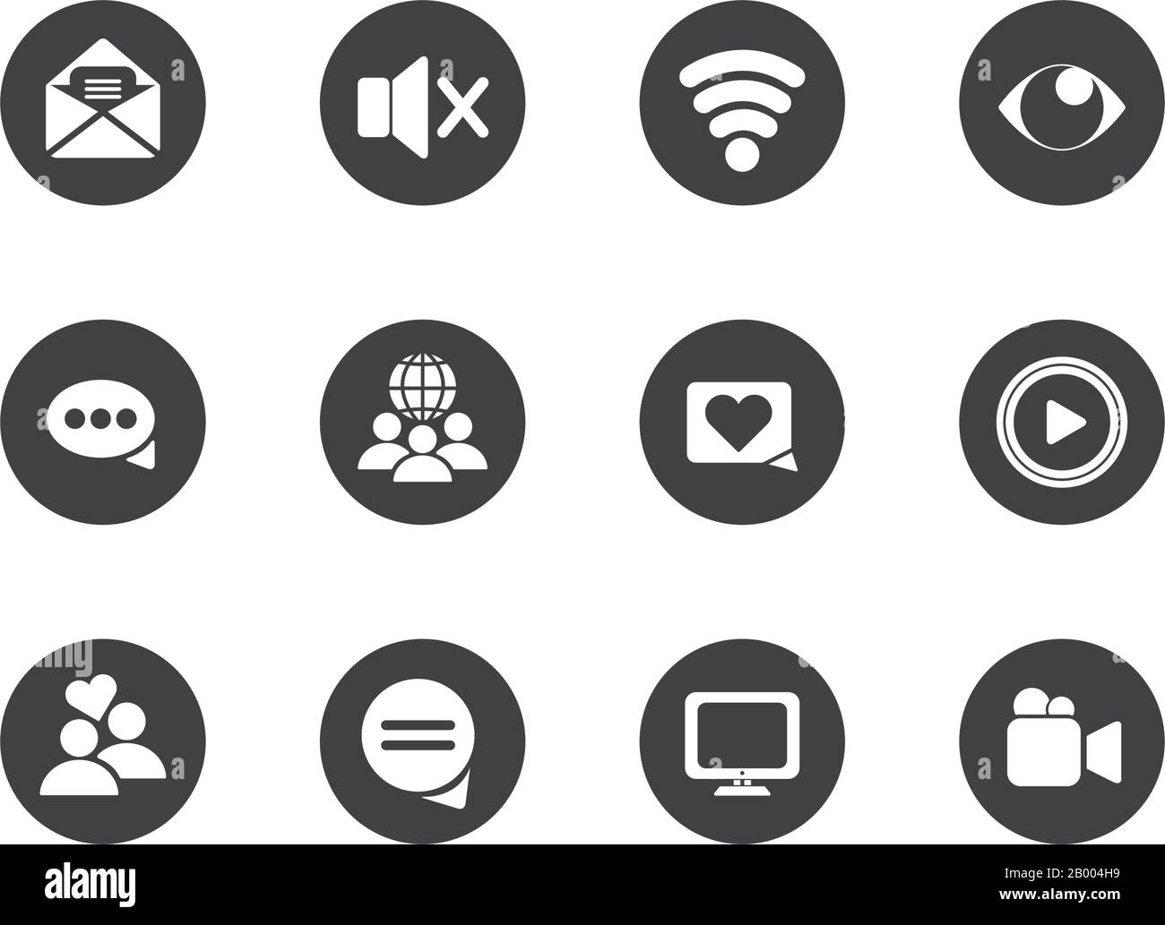 Block flat style icon set design, Social media multimedia communication ...