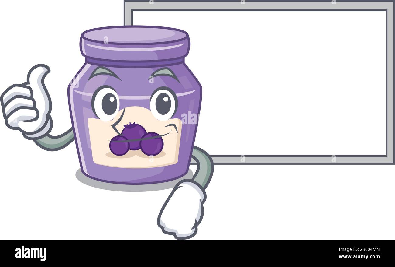 Thumbs up of blueberry jam cartoon design having a board Stock Vector ...