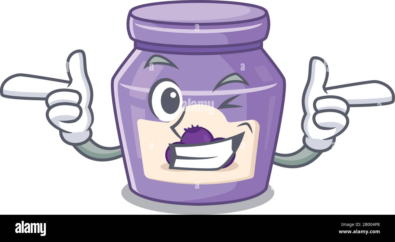 Cute mascot cartoon design of blueberry jam with Wink eye Stock Vector ...