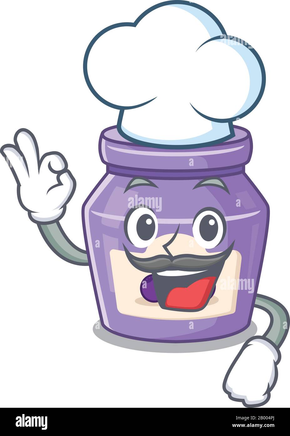 Blueberry jam cartoon character working as a chef and wearing white hat ...