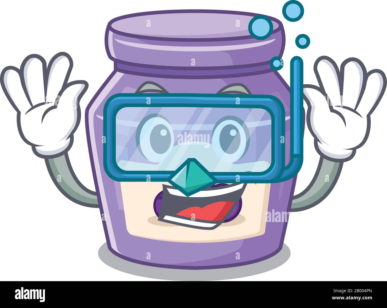 cartoon character of blueberry jam wearing Diving glasses Stock Vector ...