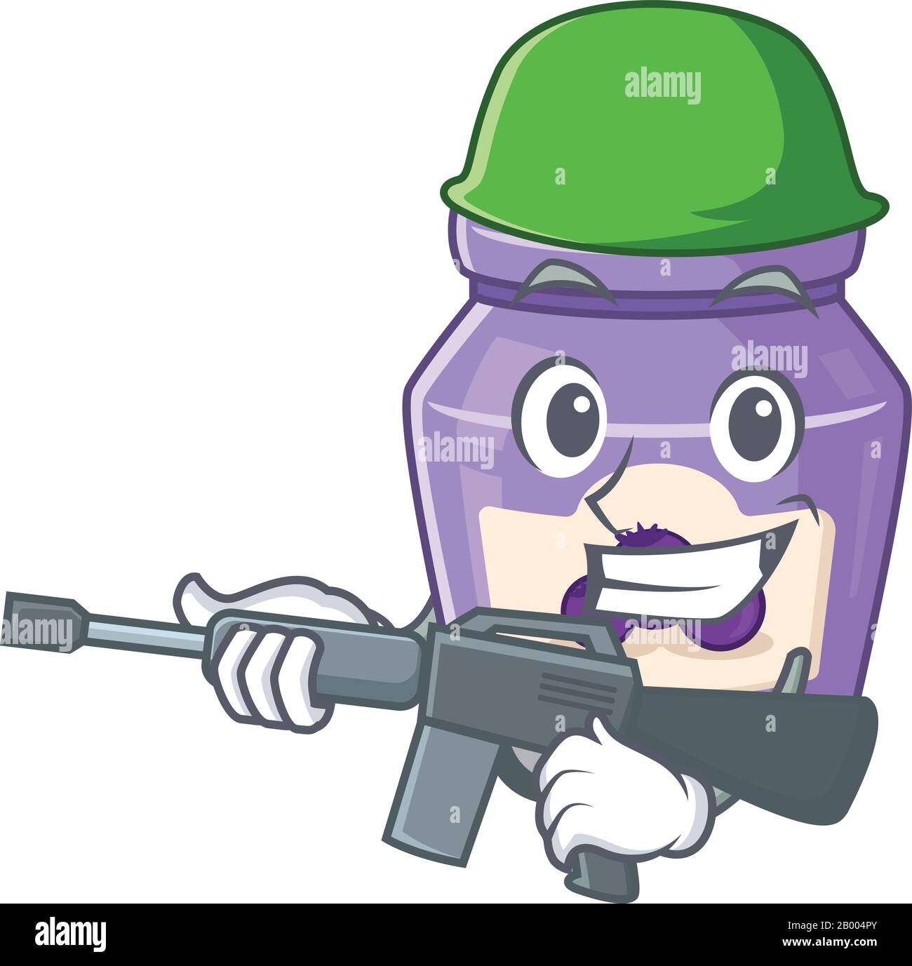 A cute picture of blueberry jam Army with machine gun Stock Vector ...