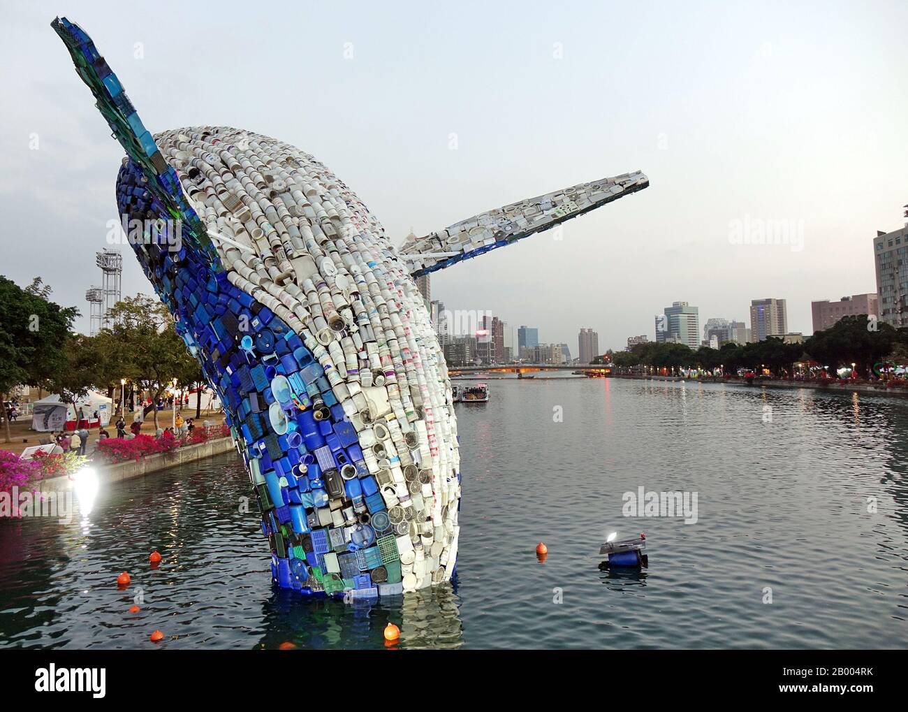 KAOHSIUNG, TAIWAN -- FEBRUARY 6, 2020: A giant whale statue made from ...
