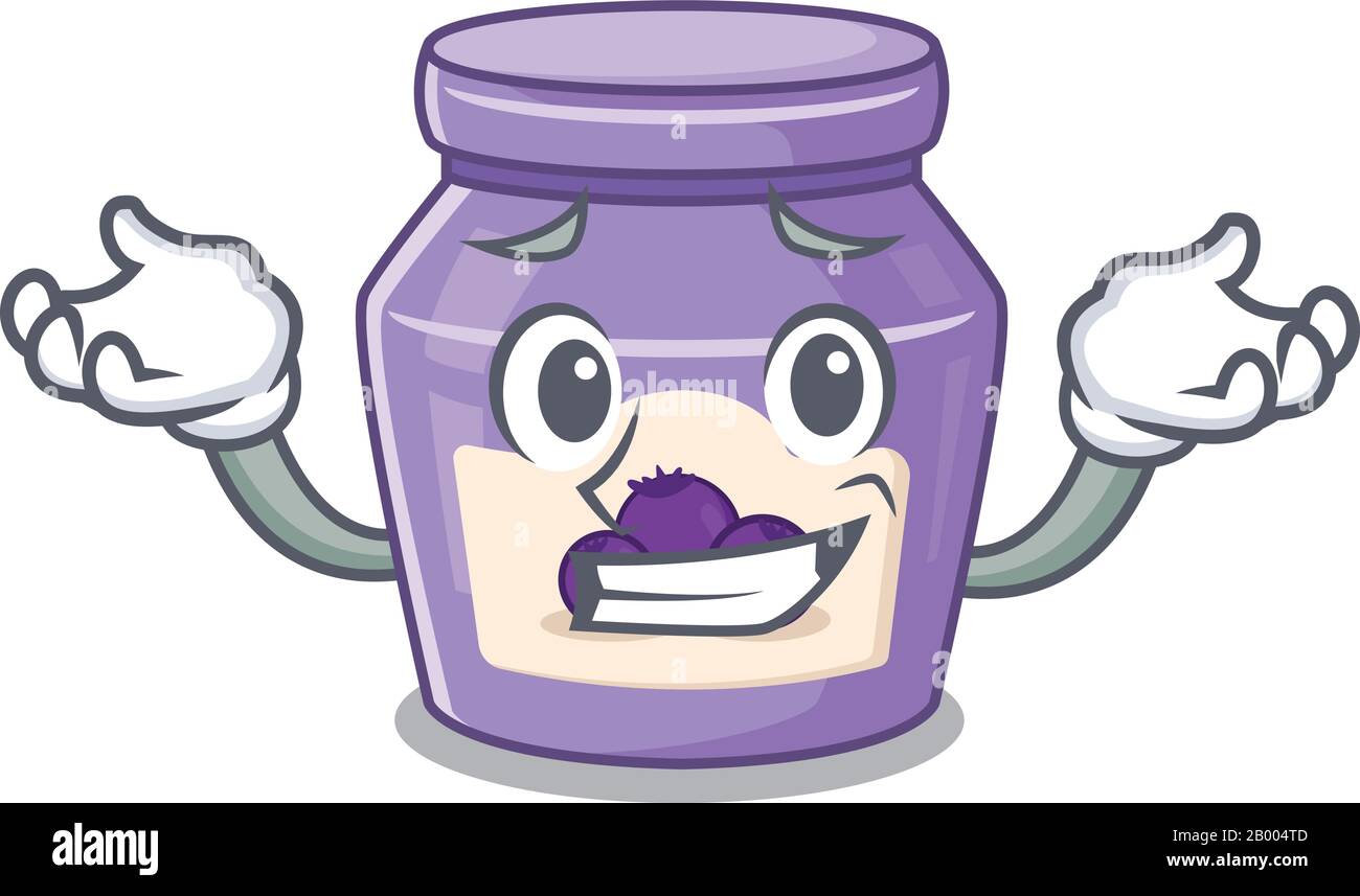 cute Grinning blueberry jam mascot cartoon style Stock Vector Image ...