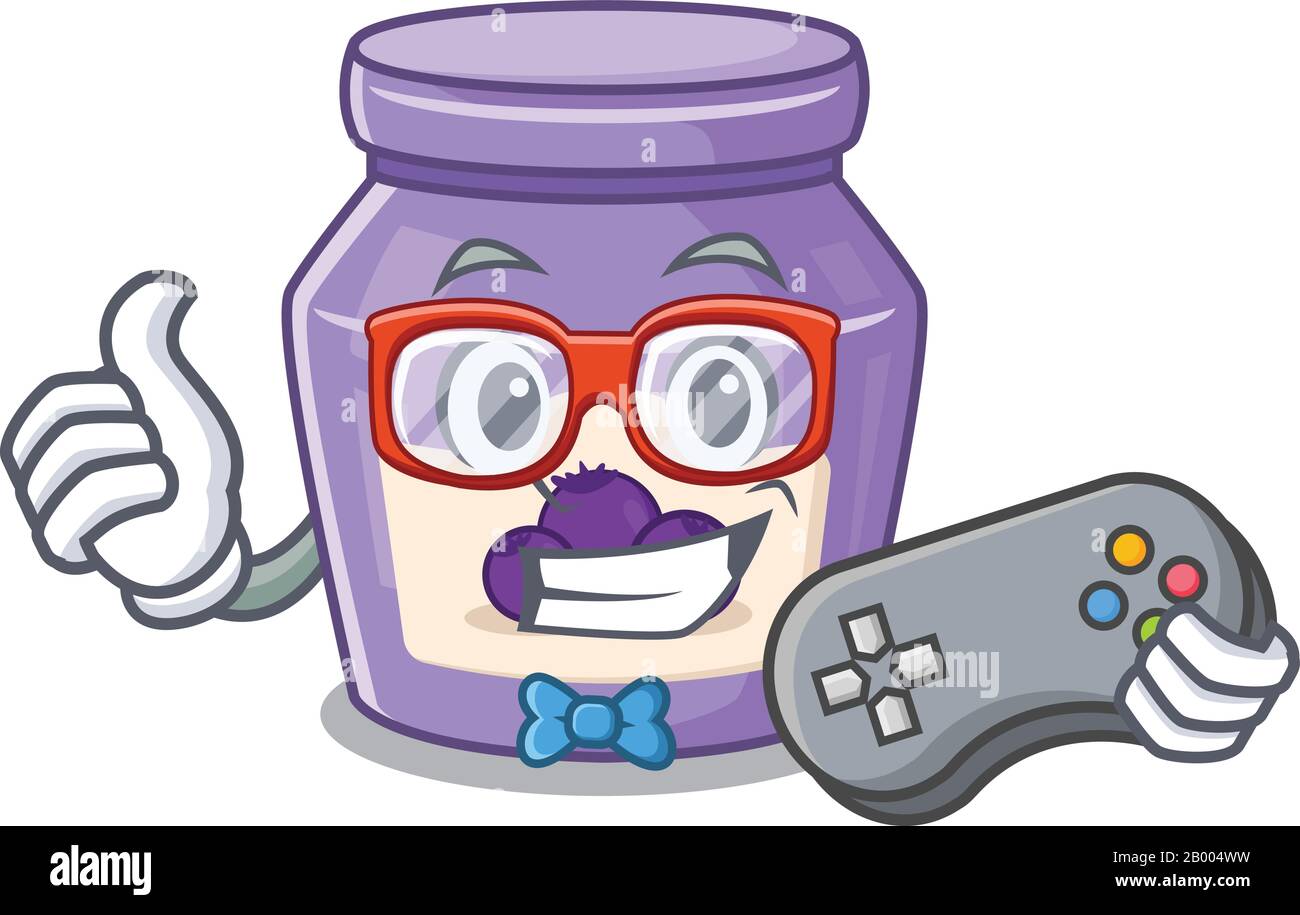 Smiley gamer blueberry jam cartoon mascot style Stock Vector Image ...