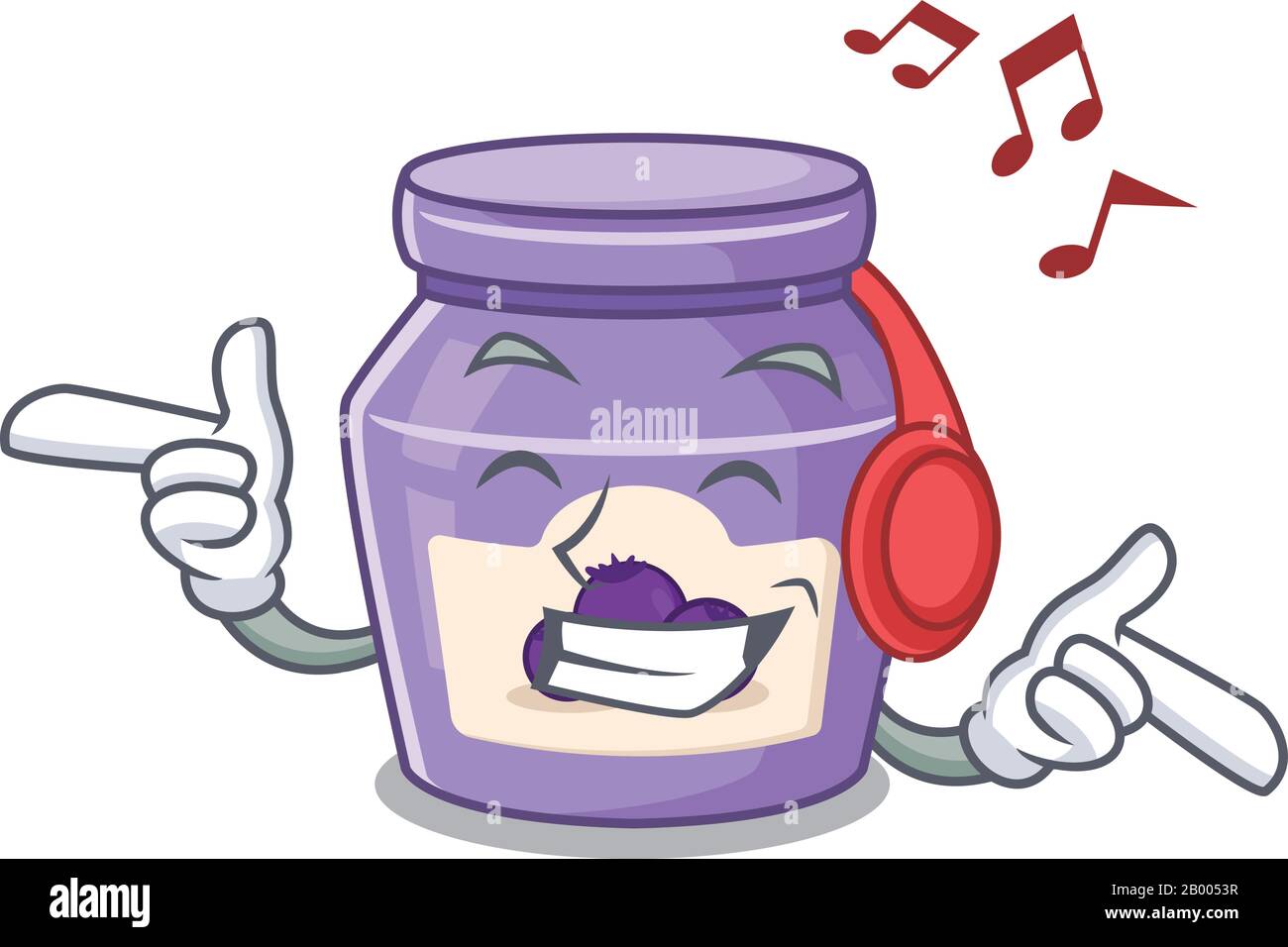 Listening music blueberry jam cartoon character concept Stock Vector ...