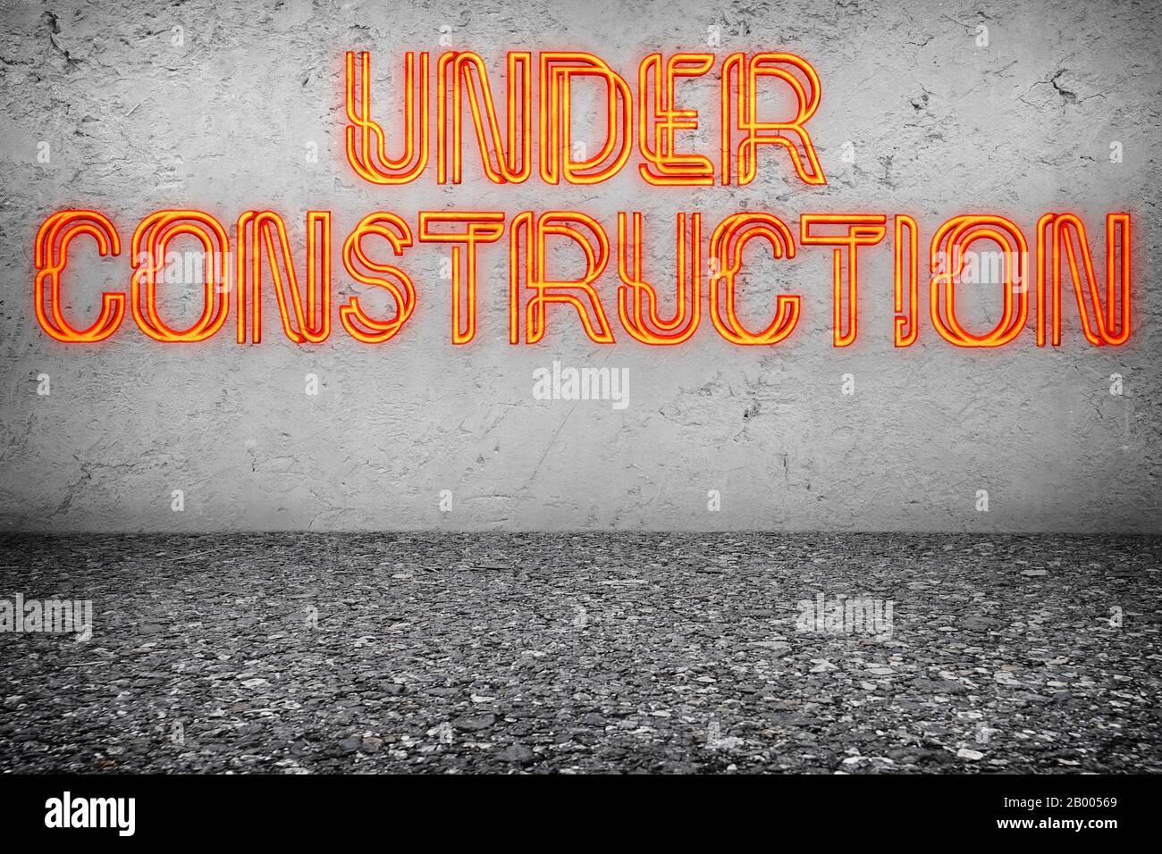 concrete wall with message "under construction Stock Photo - Alamy