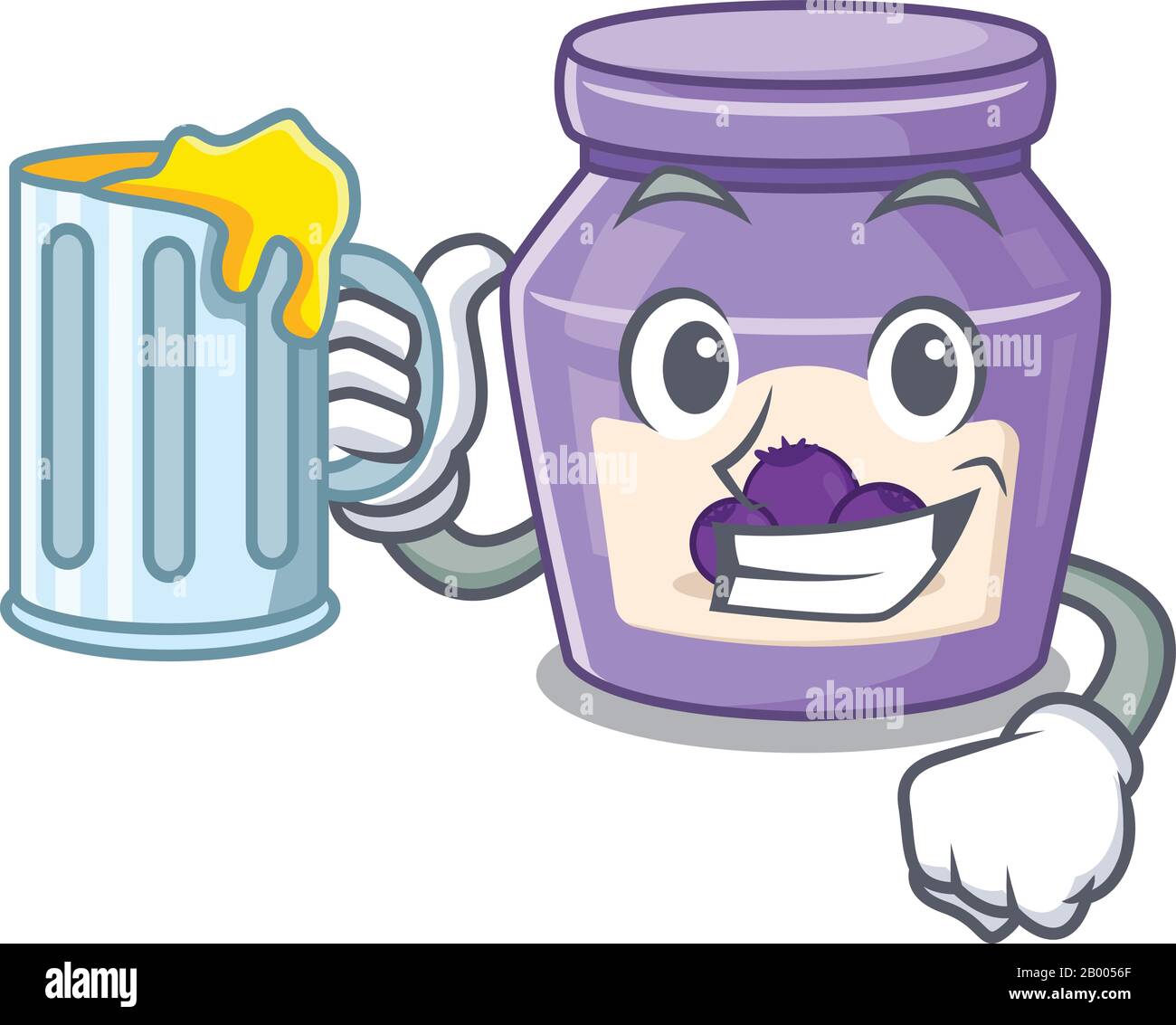 Smiley blueberry jam mascot design with a big glass Stock Vector Image ...