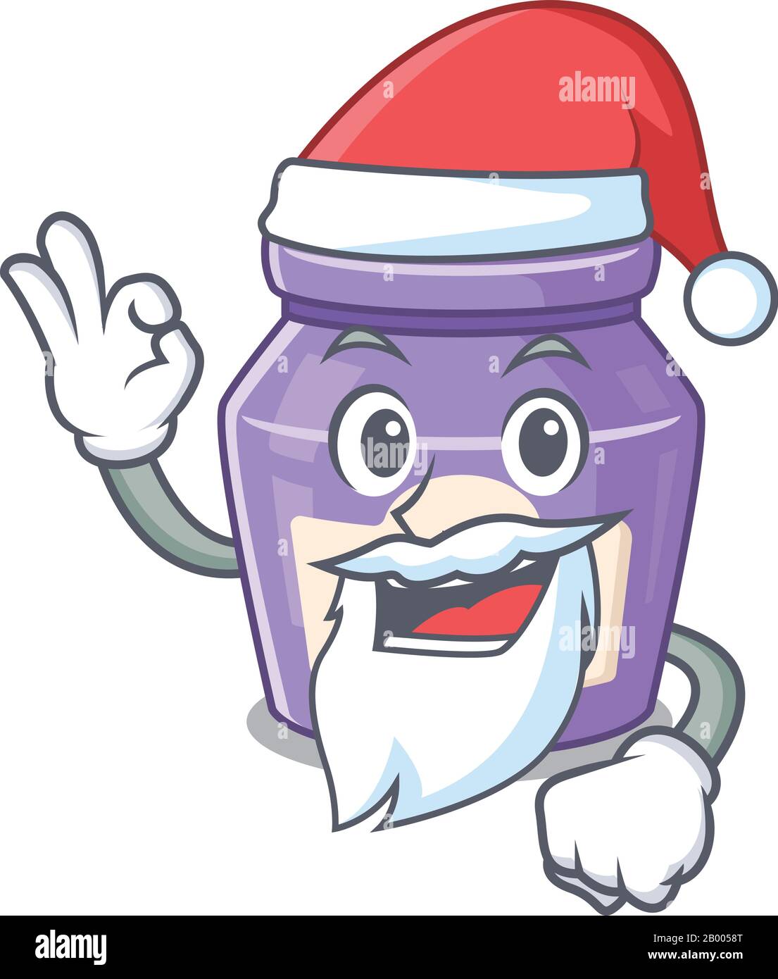 blueberry jam in Santa cartoon character style with ok finger Stock ...