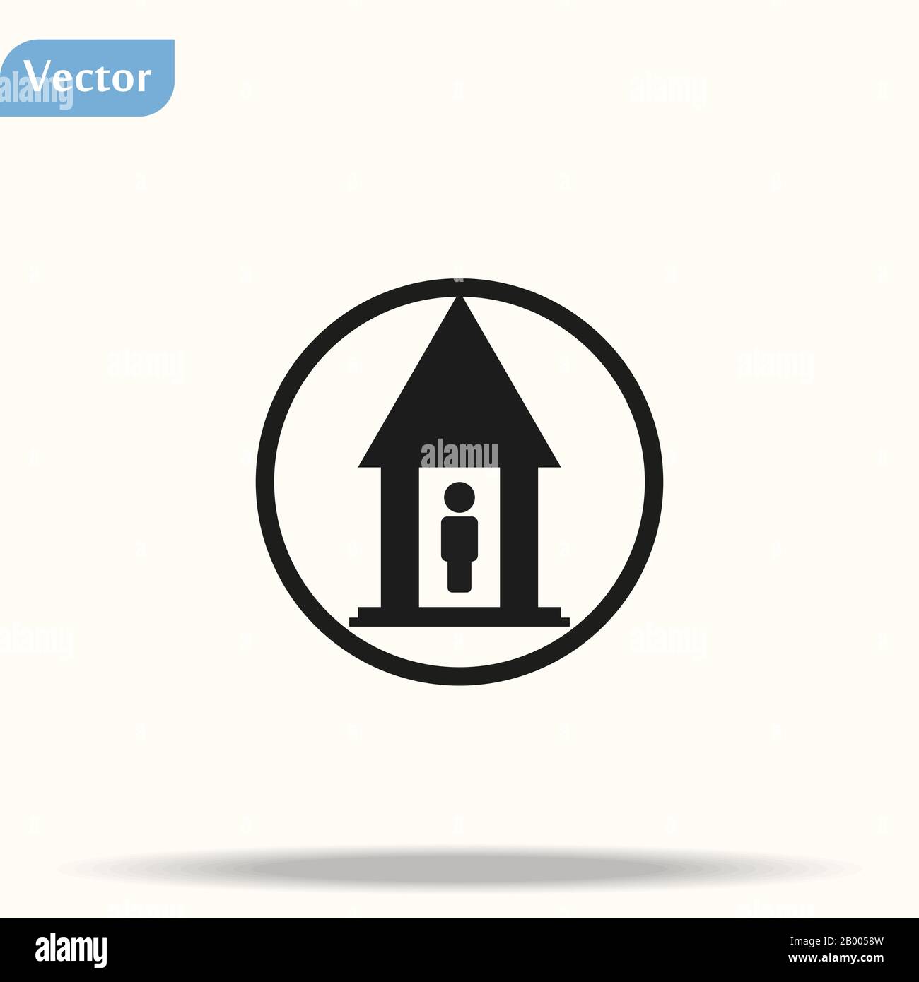 Home icon with man label in flat style on white background eps10 Stock ...