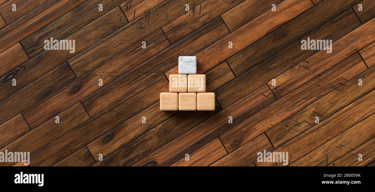 empty wooden blocks for own text formed as a pyramid on wooden ...