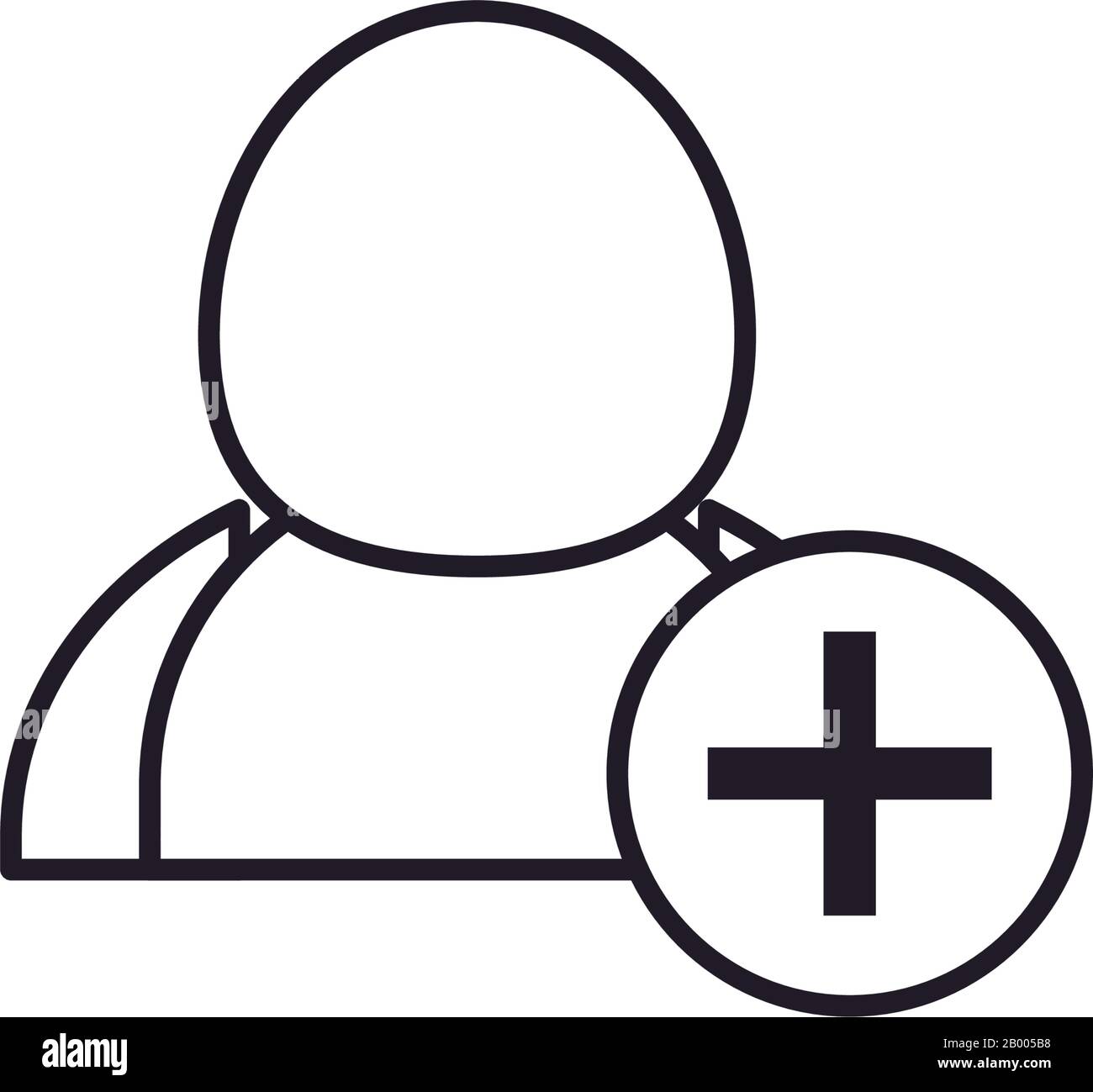 Avatar and plus sign line style icon design of Person profile social ...