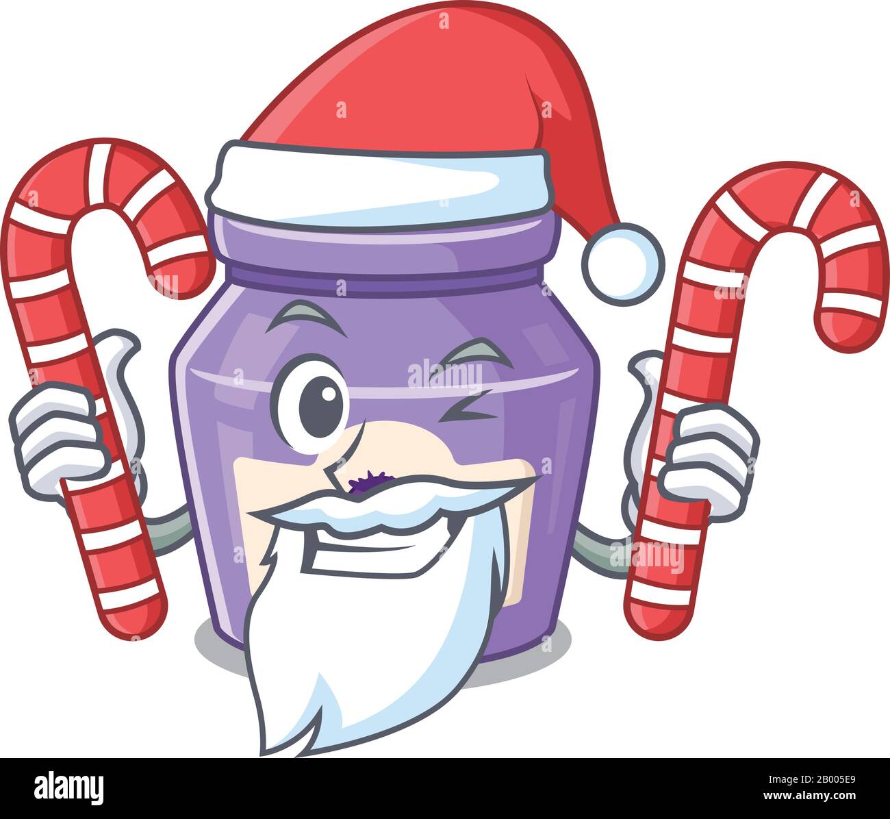 Blueberry jam Cartoon character wearing Santa costume bringing a candy ...