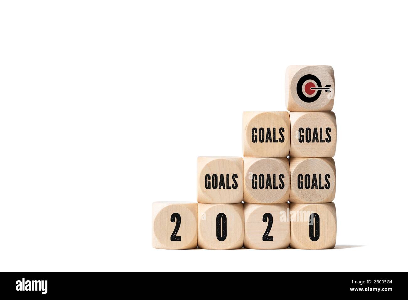 cubes with the word goals and the number 2020 on white background Stock ...