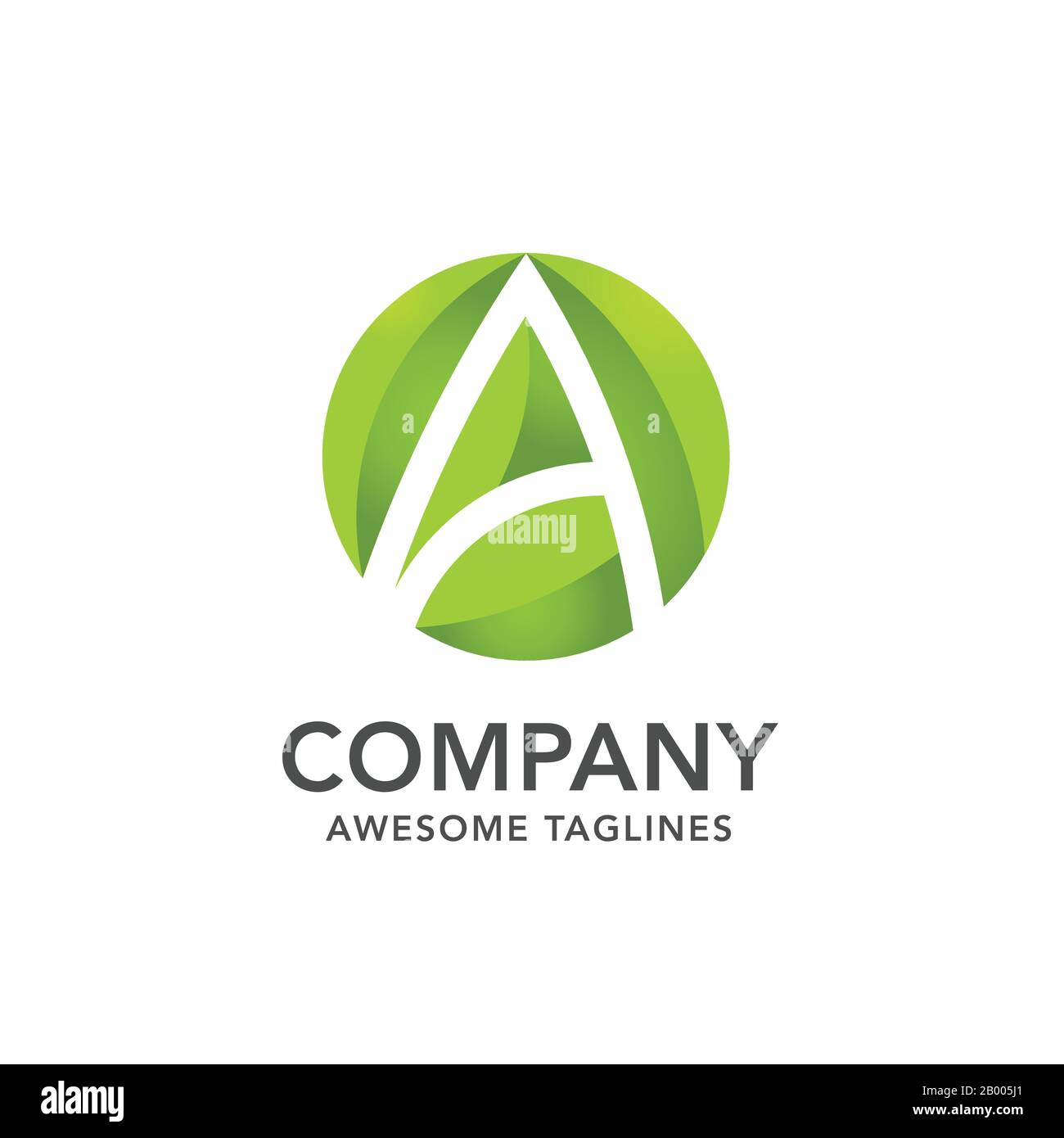 circle green leaf with hidden letter A logo vector concept, creative ...