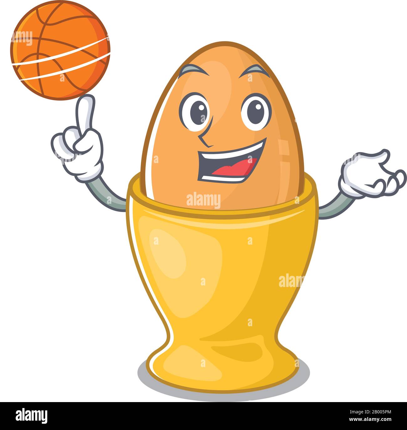 A mascot picture of egg cup cartoon character playing basketball Stock ...