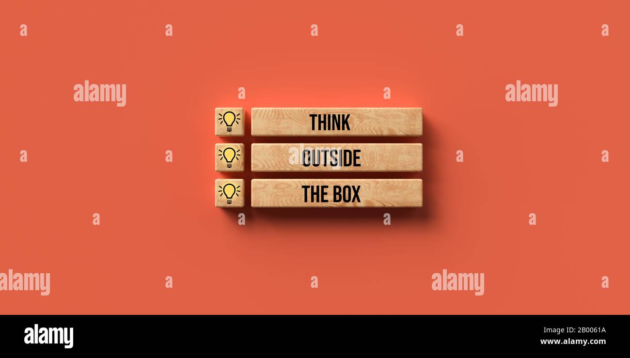 boxes with text THINK OUTSIDE THE BOX on colorful background - 3d ...