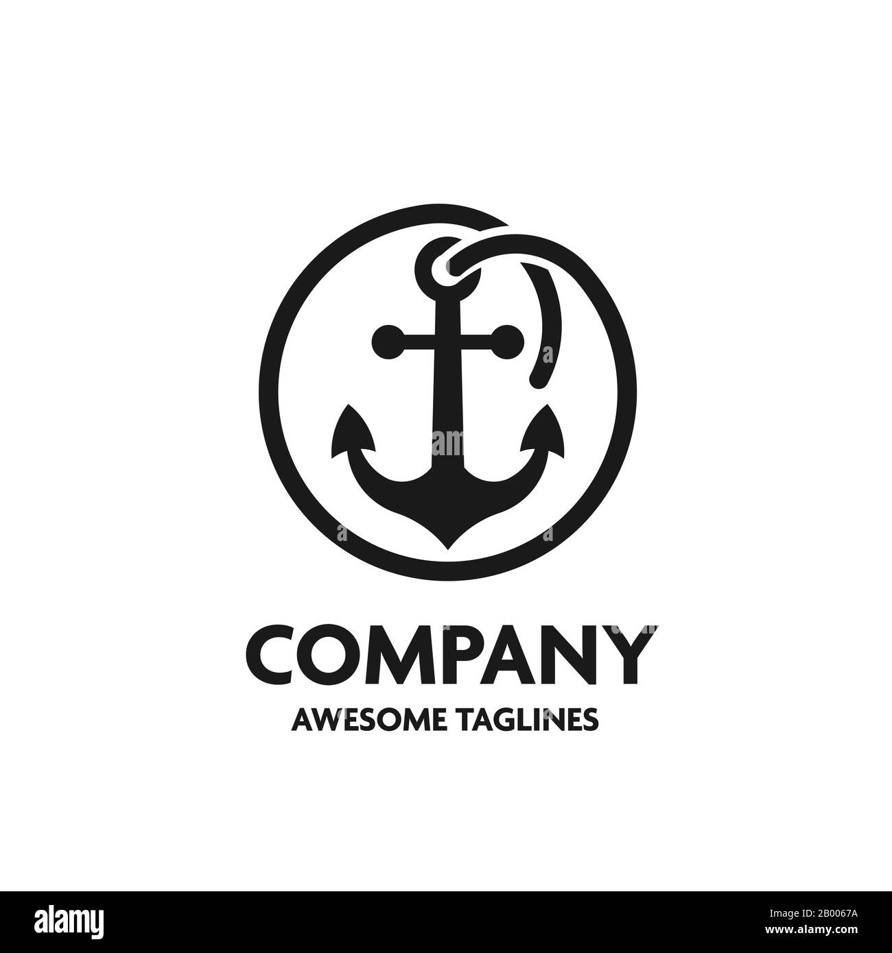 Anchor with circular rope frame logo concept Stock Vector Image & Art ...