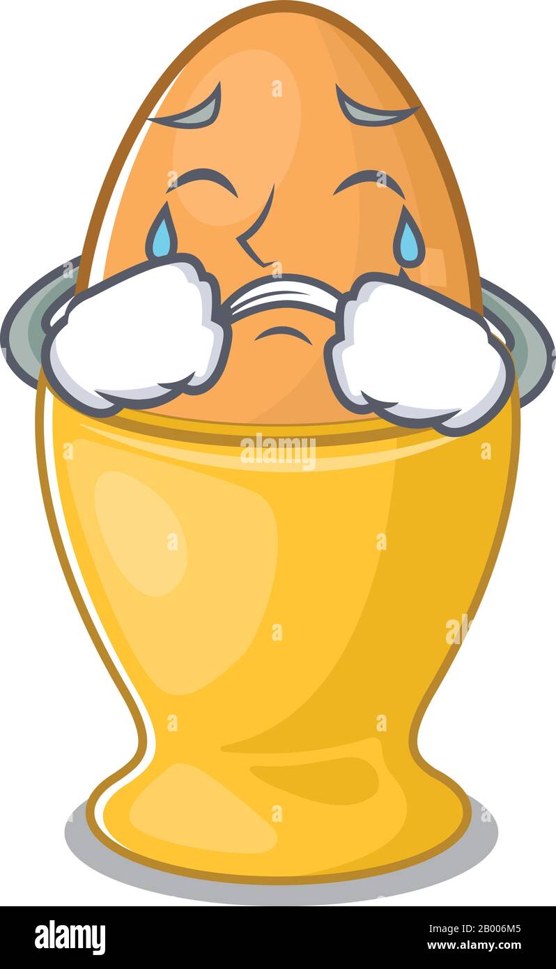 Egg cup cartoon character concept with a sad face Stock Vector Image ...